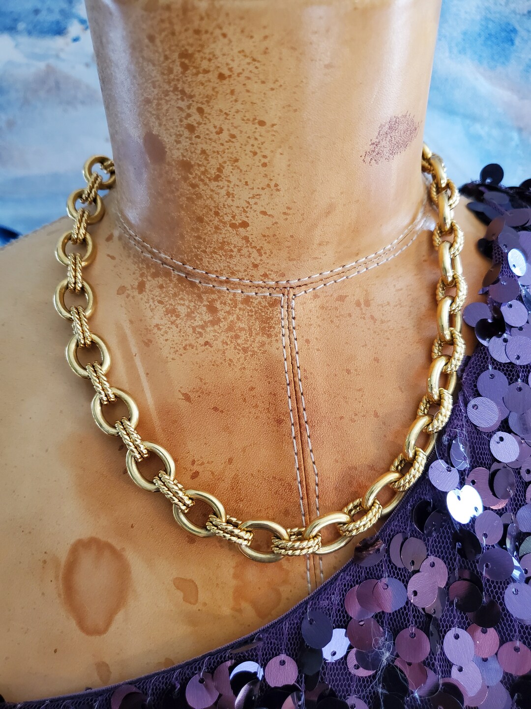 Trendy 1980's Gold Tone Cable Chain Necklace Great for Layering Signed ...