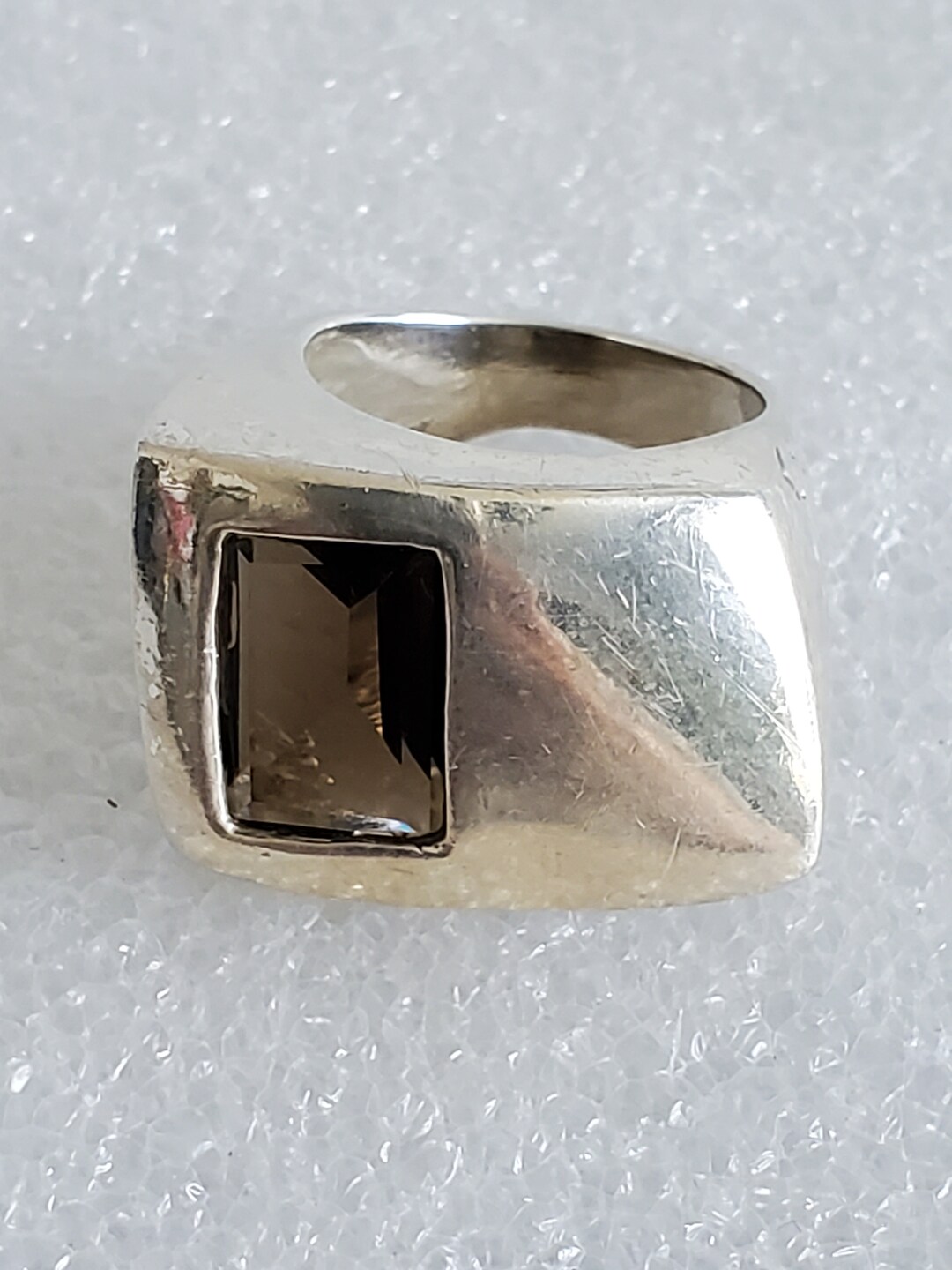 Chunky Asymmetrical givenchy Sterling Silver Ring W/ Smoky Quartz ...