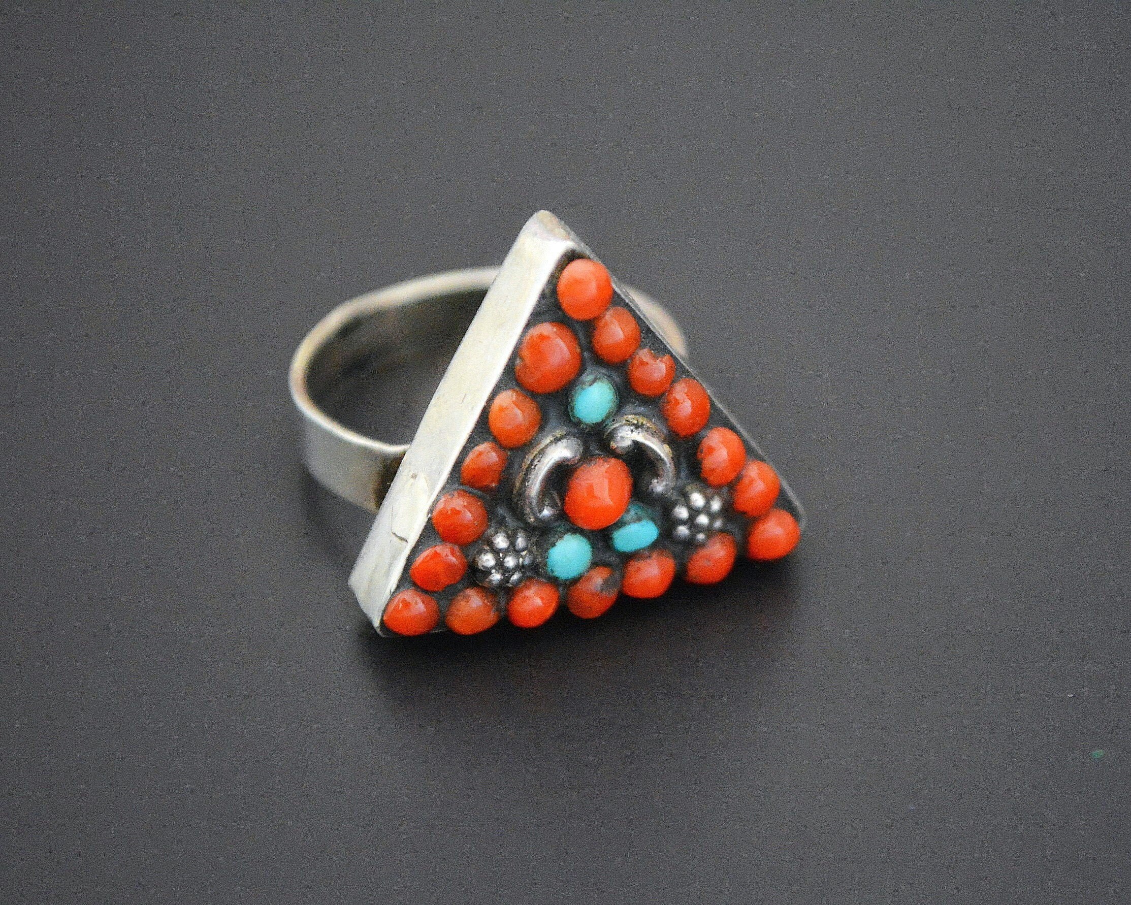 Nepali Turquoise Coral Ring Size 9 Nepali Ring Ring | Etsy