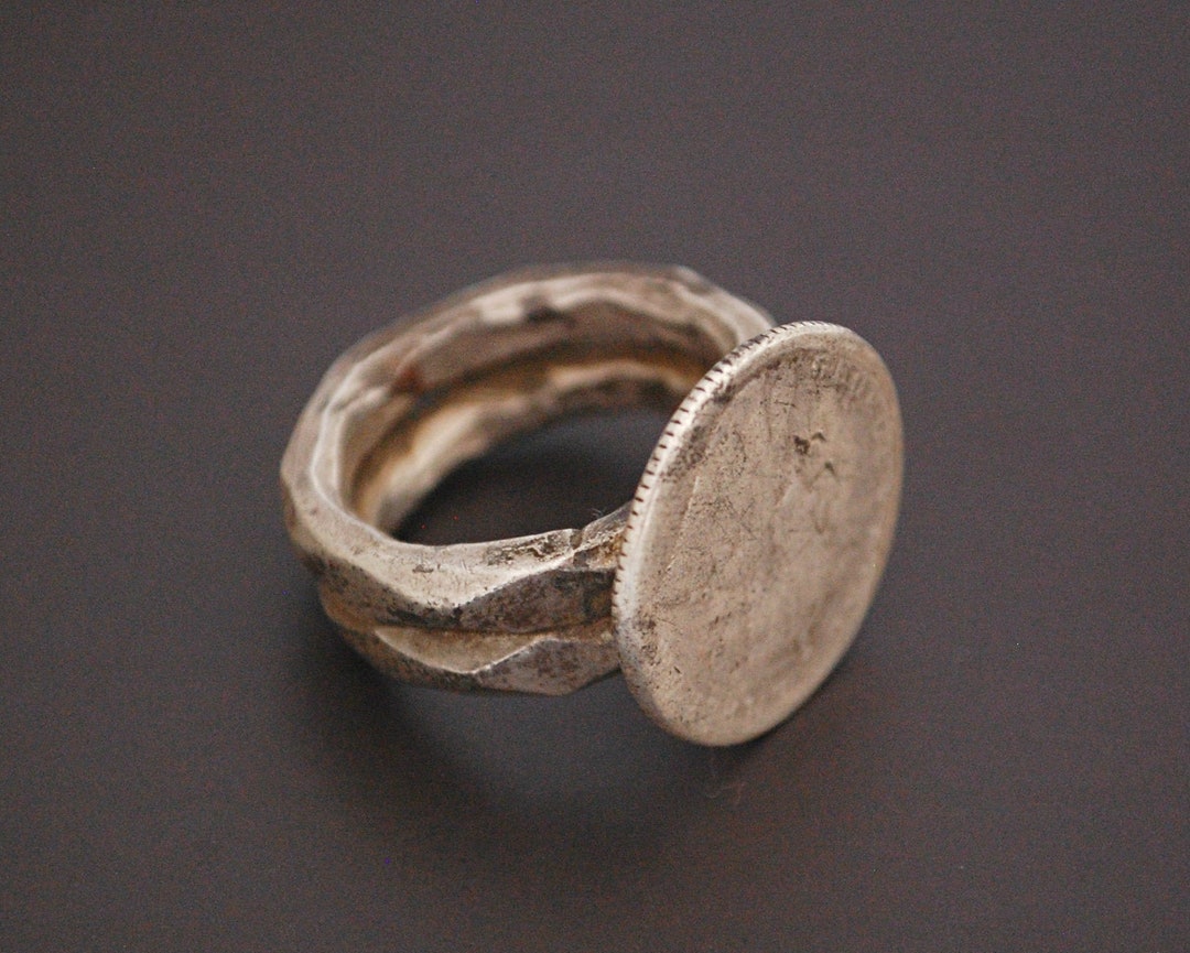 Old Indian Tribal Coin Ring With Double Band - Size 6.75 - Indian ...