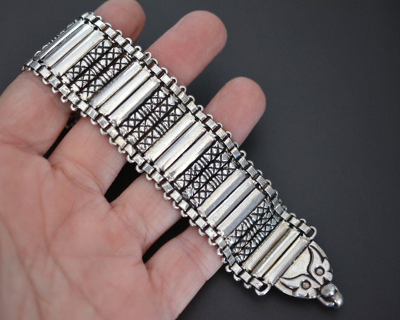 Wide Rajasthani Silver Bracelet - Indian Ethnic Silve… - Gem