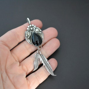 Native American Navajo Onyx Feather Pendant - Etsy