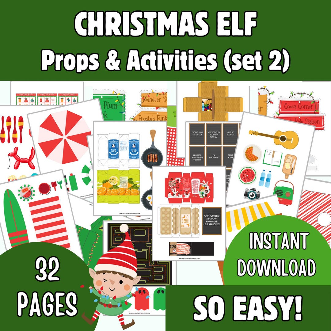 Printable Elf Kit With Props and Activities, Accessory Bundle Instant ...