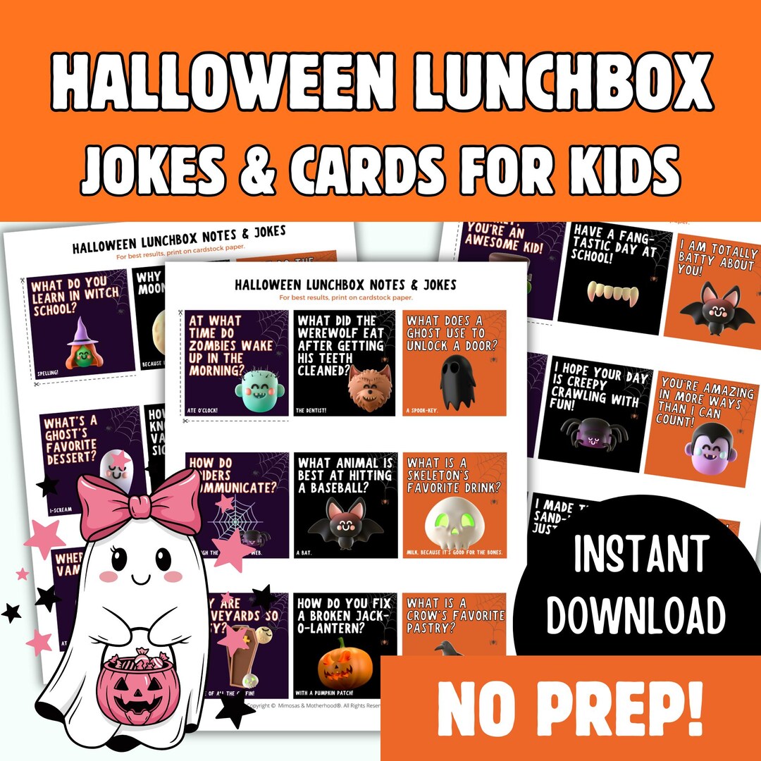 Printable Halloween Lunchbox Notes – 27 Halloween Jokes, Riddles & Cute ...