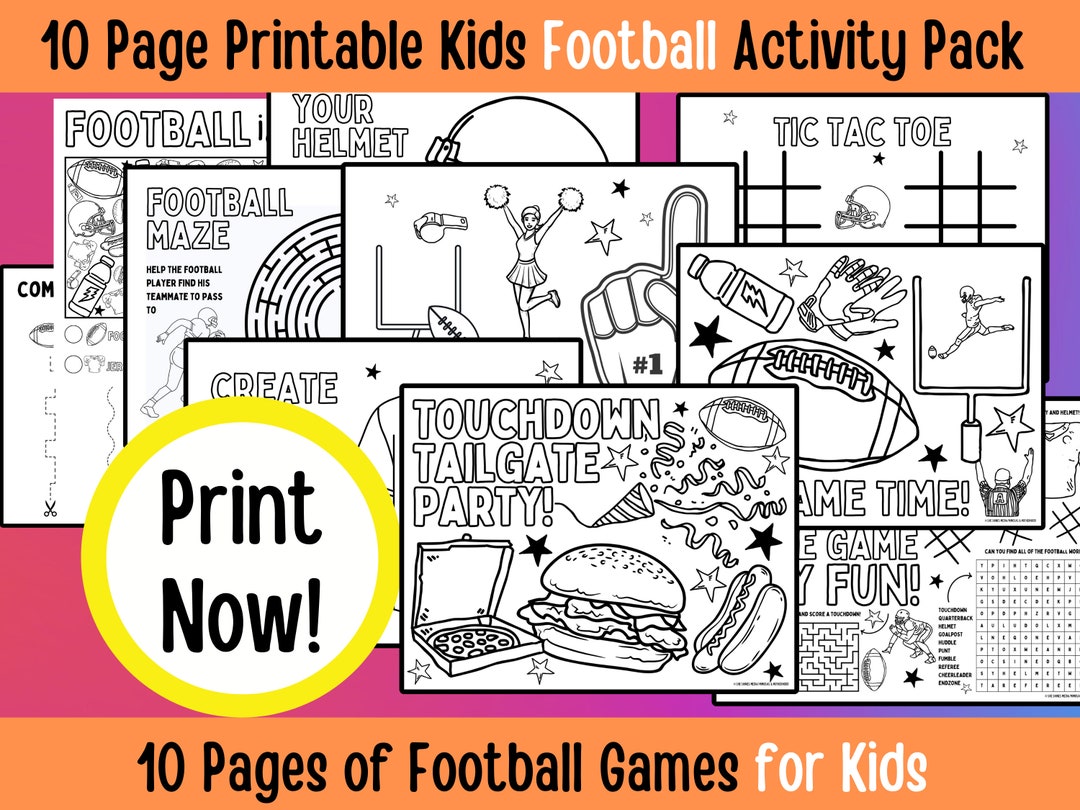 Printable Football Activity Pages, Game Printable Bundle, Football ...