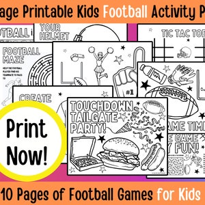 Printable Football Activity Pages, Game Printable Bundle, Football ...