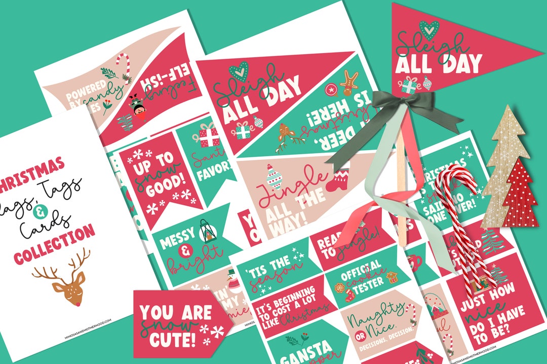 Printable Christmas Pennant Flags and Tags, Holiday Decor (PDF) - Etsy