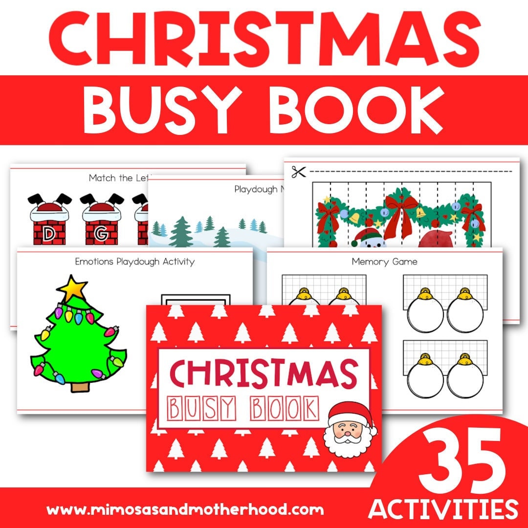 64 Pg Printable Christmas Busy Book for Toddler Preschool Learning ...