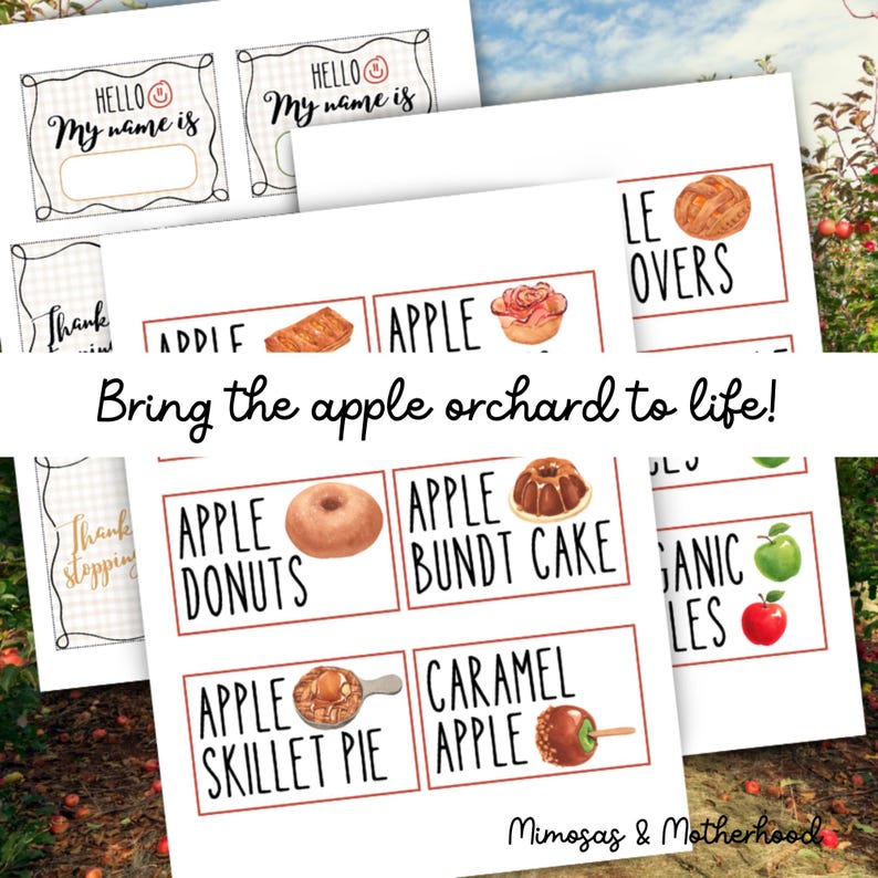 Apple Orchard & Café Dramatic Play Kit – Printable Fall Pretend Play ...