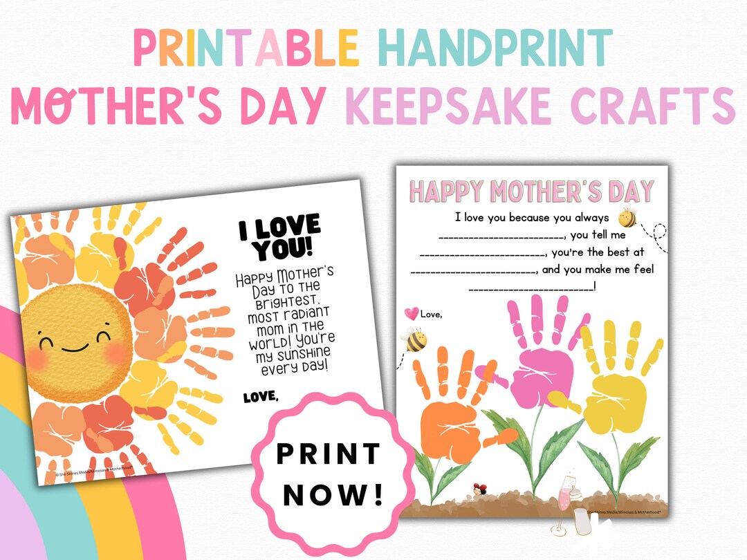 Mothers Day Handprint Printable Craft | Mother's Day Gift From Kid - Etsy