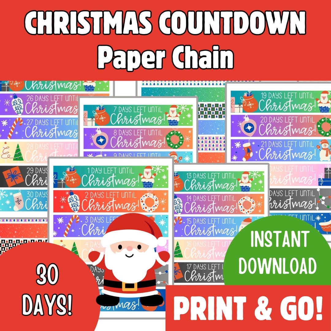 Printable Christmas Countdown Paper Chain | Kids Advent Calendar ...