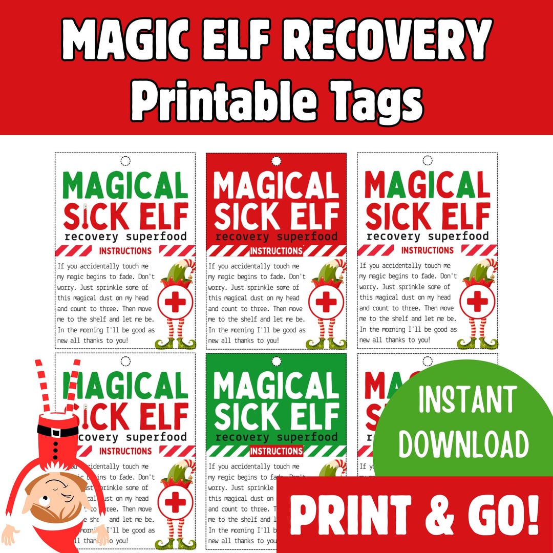 Elf Recovery Dust Tags | Printable Magic Elf Prescription (digital ...