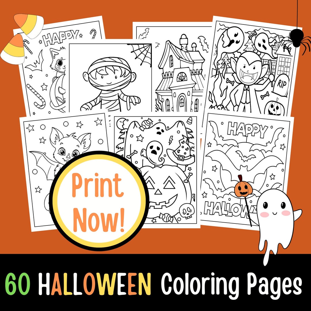 60 Halloween Coloring Pages for Kids (digital Download) - Etsy