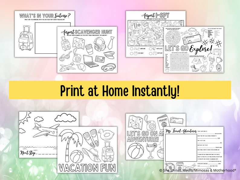 Printable Travel Activity Pages, Coloring Pages, Printable Bundle for ...