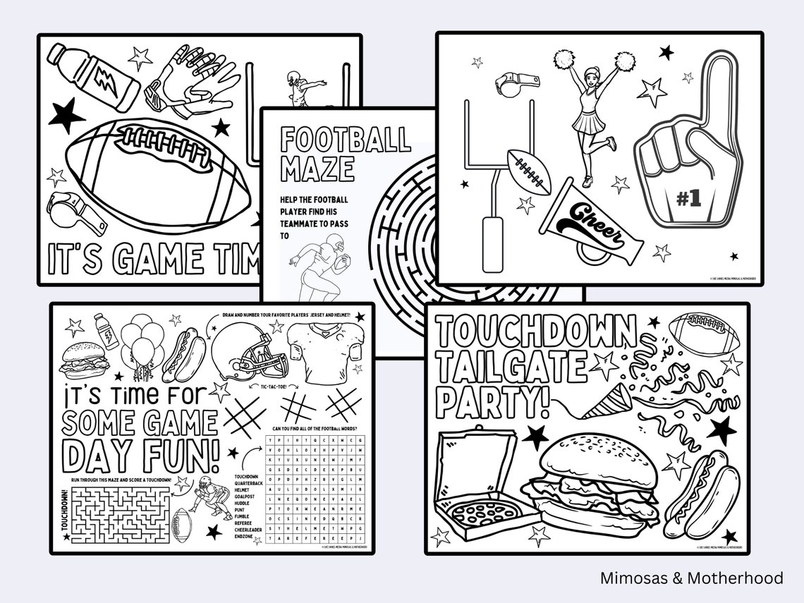 Printable Football Activity Pages, Game Printable Bundle, Football ...