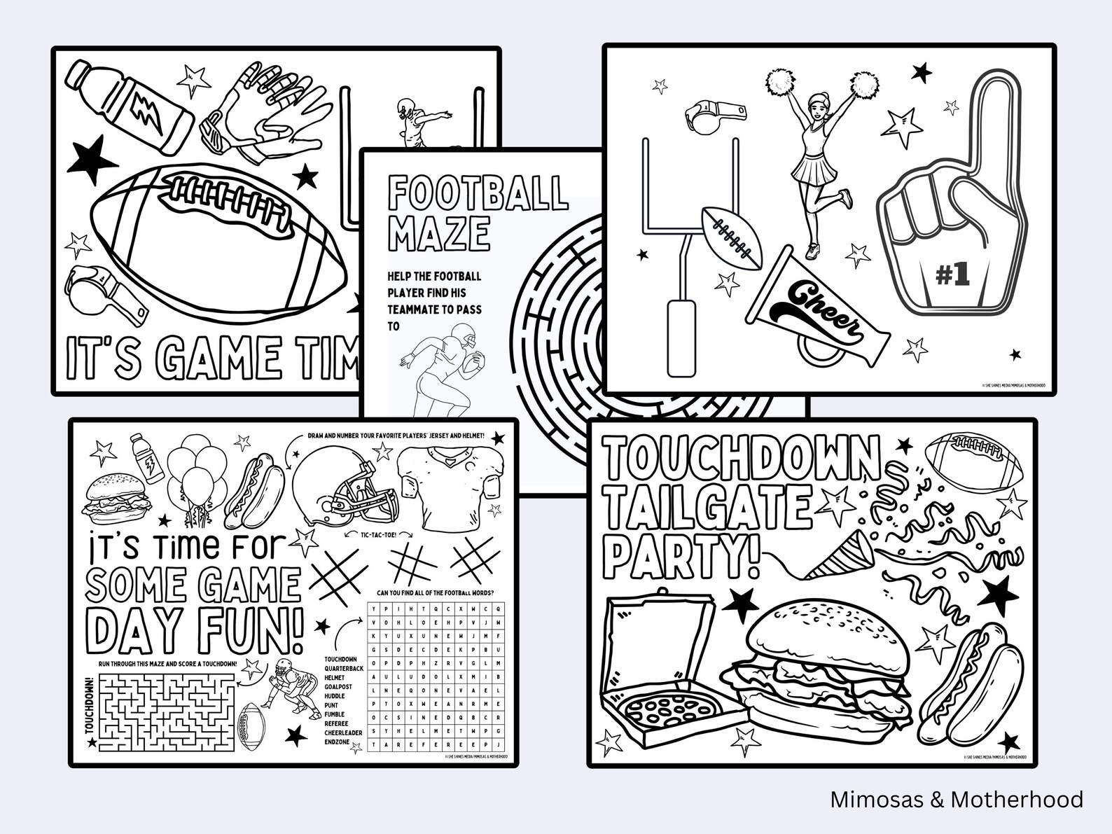 Printable Football Activity Pages, Game Printable Bundle, Football ...