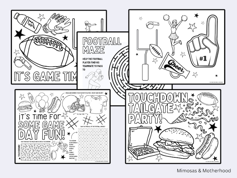 Printable Football Activity Pages, Game Printable Bundle, Football ...