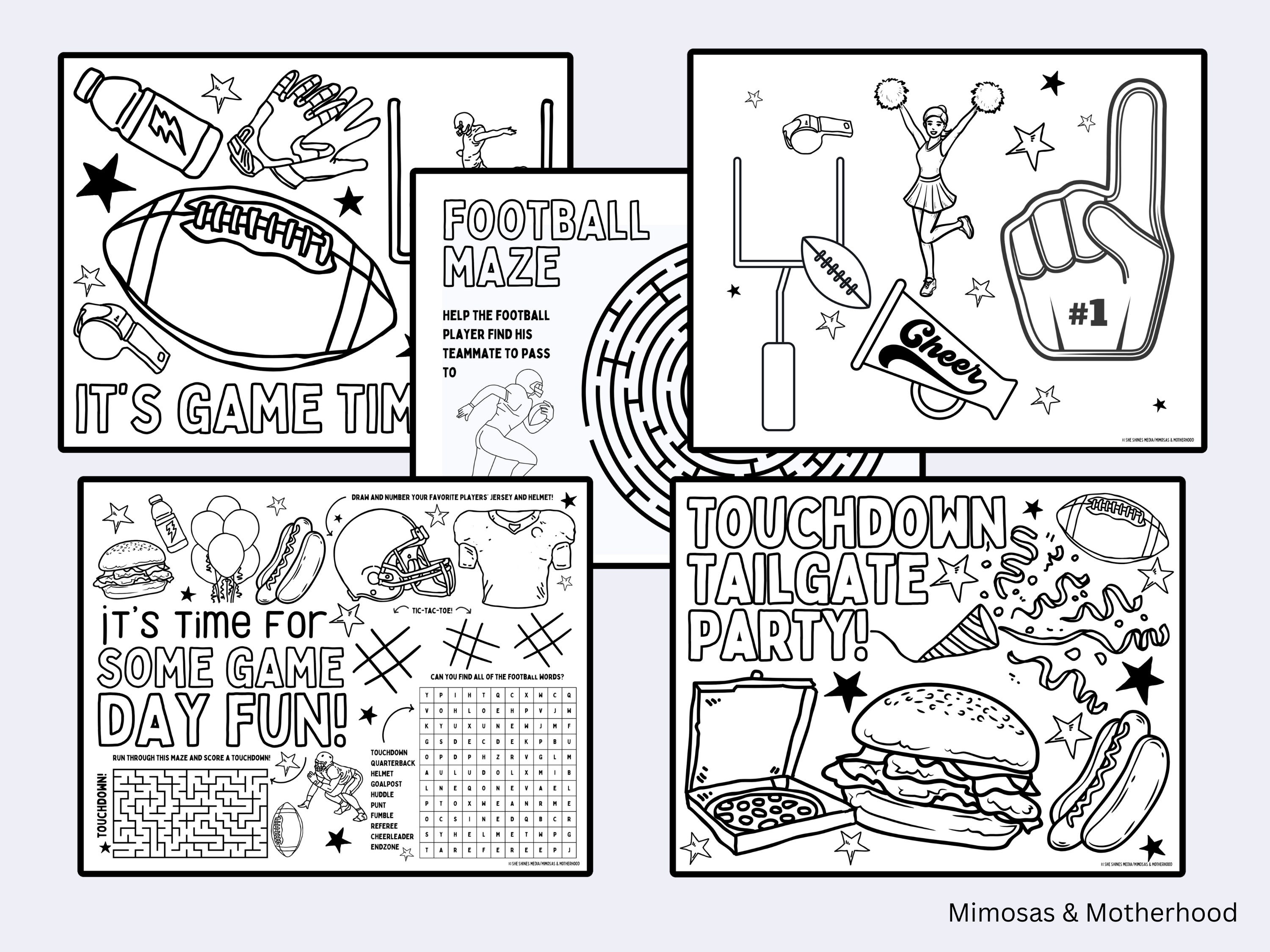 Printable Football Activity Pages, Game Printable Bundle, Football ...
