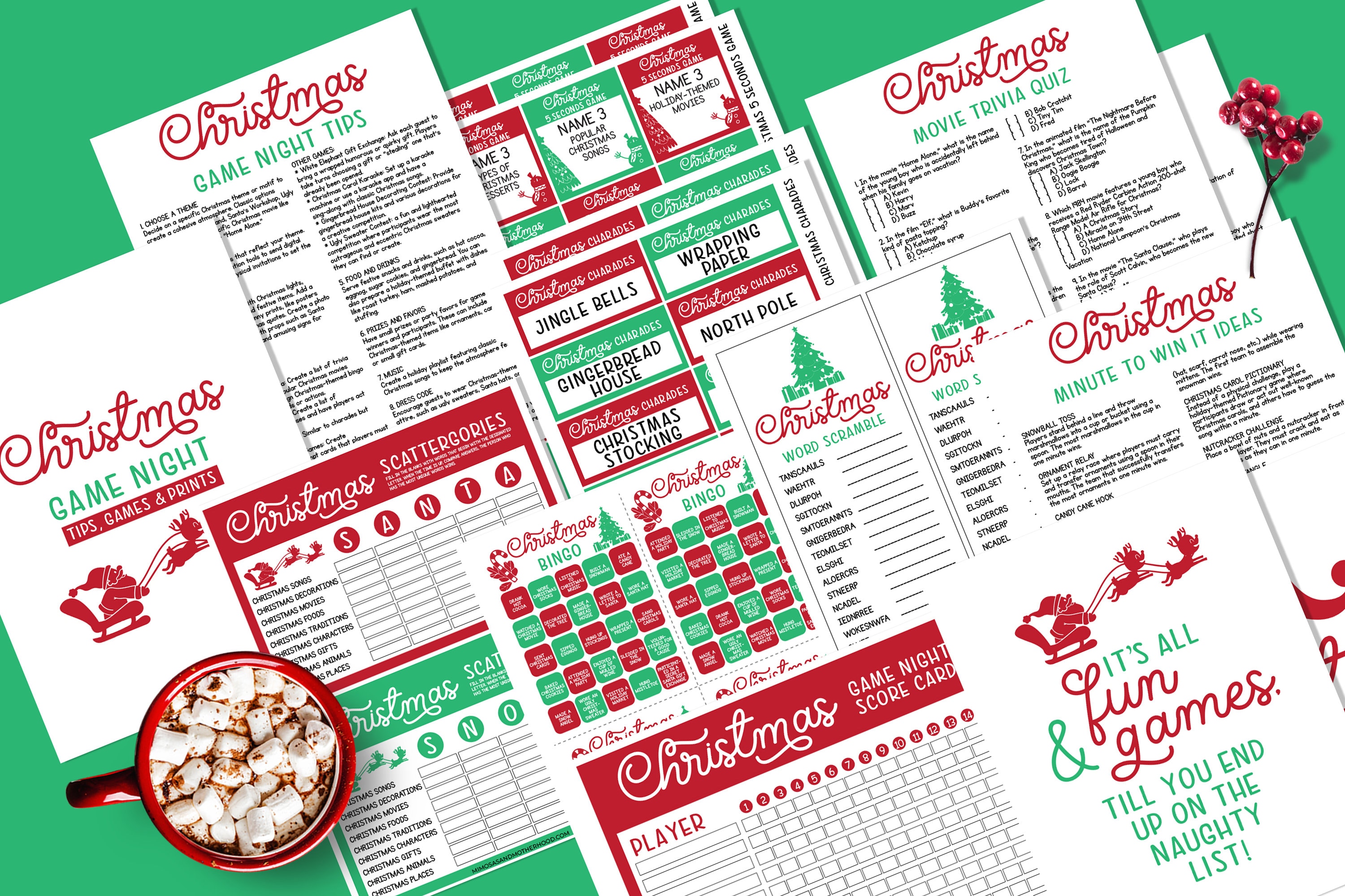 Printable Christmas Game Night Bundle of Party Games - Etsy