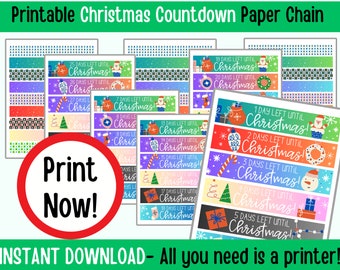 Christmas Countdown Calendar for Kids Printable Advent Paper Chain ...