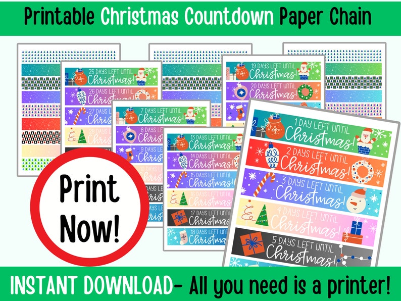 Printable Paper Chain Christmas Countdown | Christmas Countdown ...
