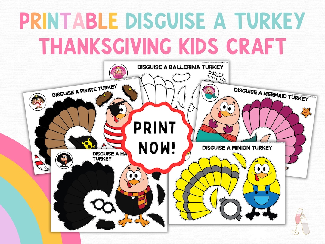 Printable Disguise a Turkey Craft, 15 Turkey Costumes, Instant Download ...