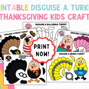 Printable Disguise a Turkey Craft, 15 Turkey Costumes, Instant Download ...