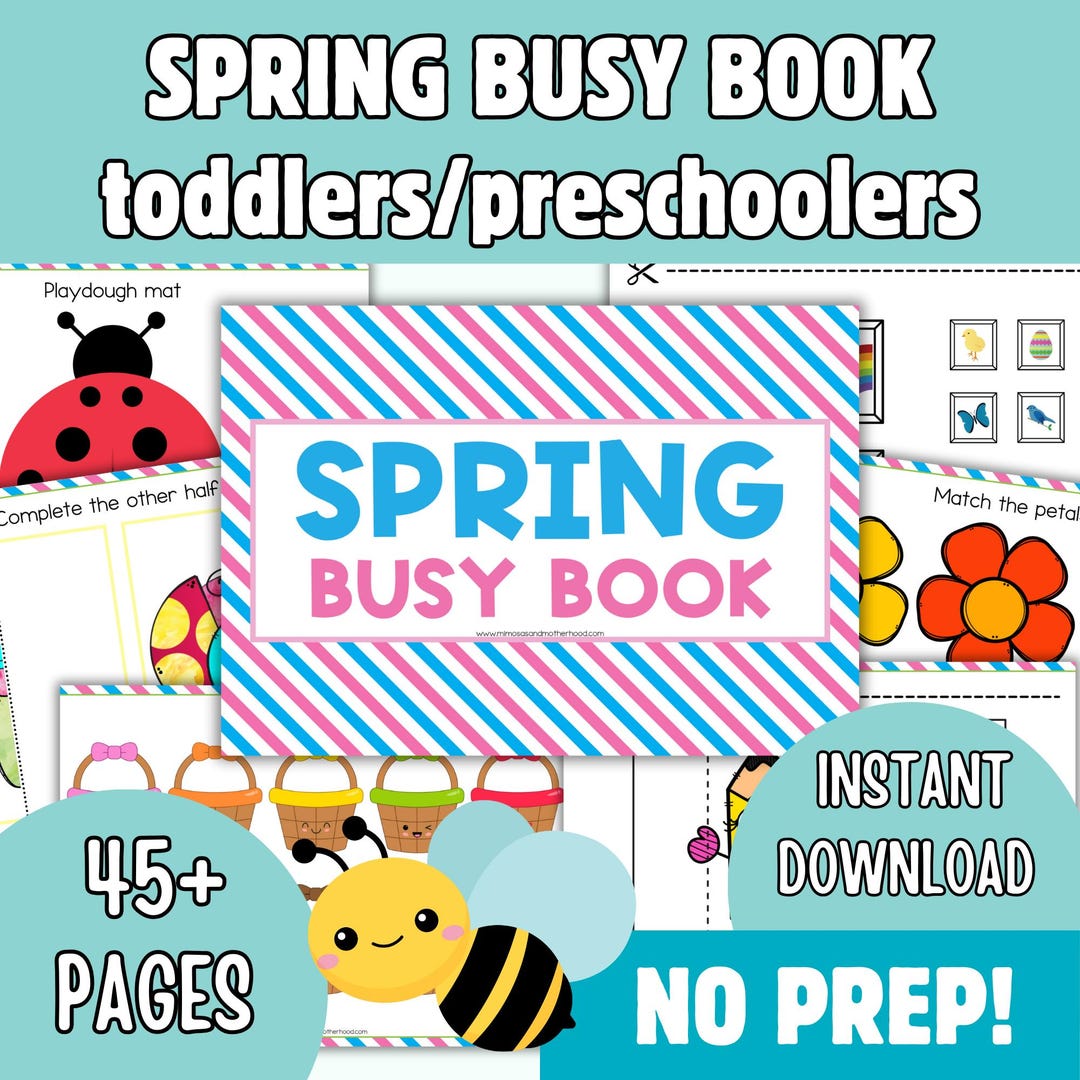 47 Page Printable Spring Preschool Busy Book for Toddlers Preschoolers ...