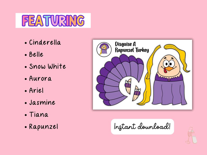 Printable Disguise a Turkey Craft Fairytale Inspired, 8 Princess Turkey ...