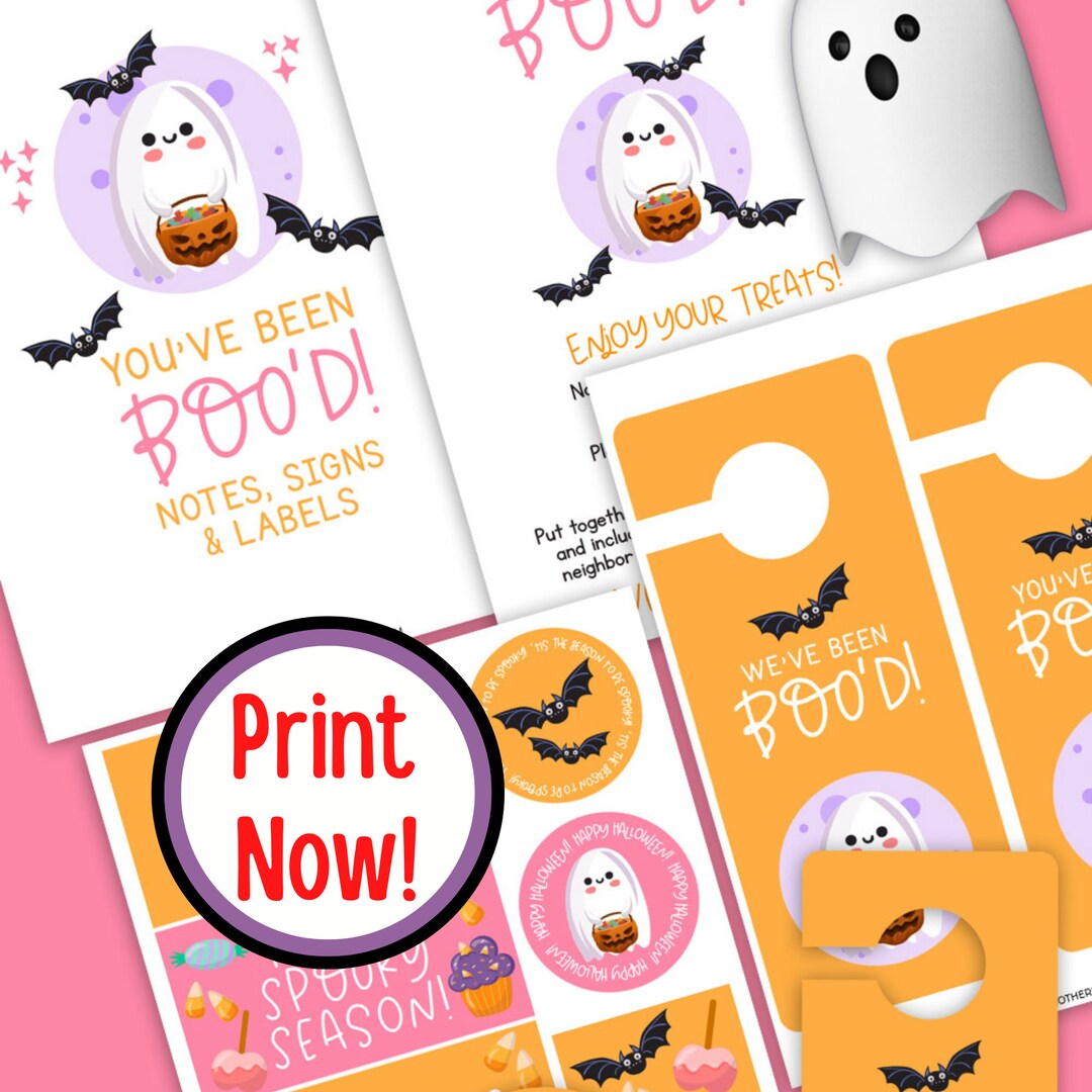 Printable Pink You've Been Booed Sign Print, We've Been Booed Halloween ...