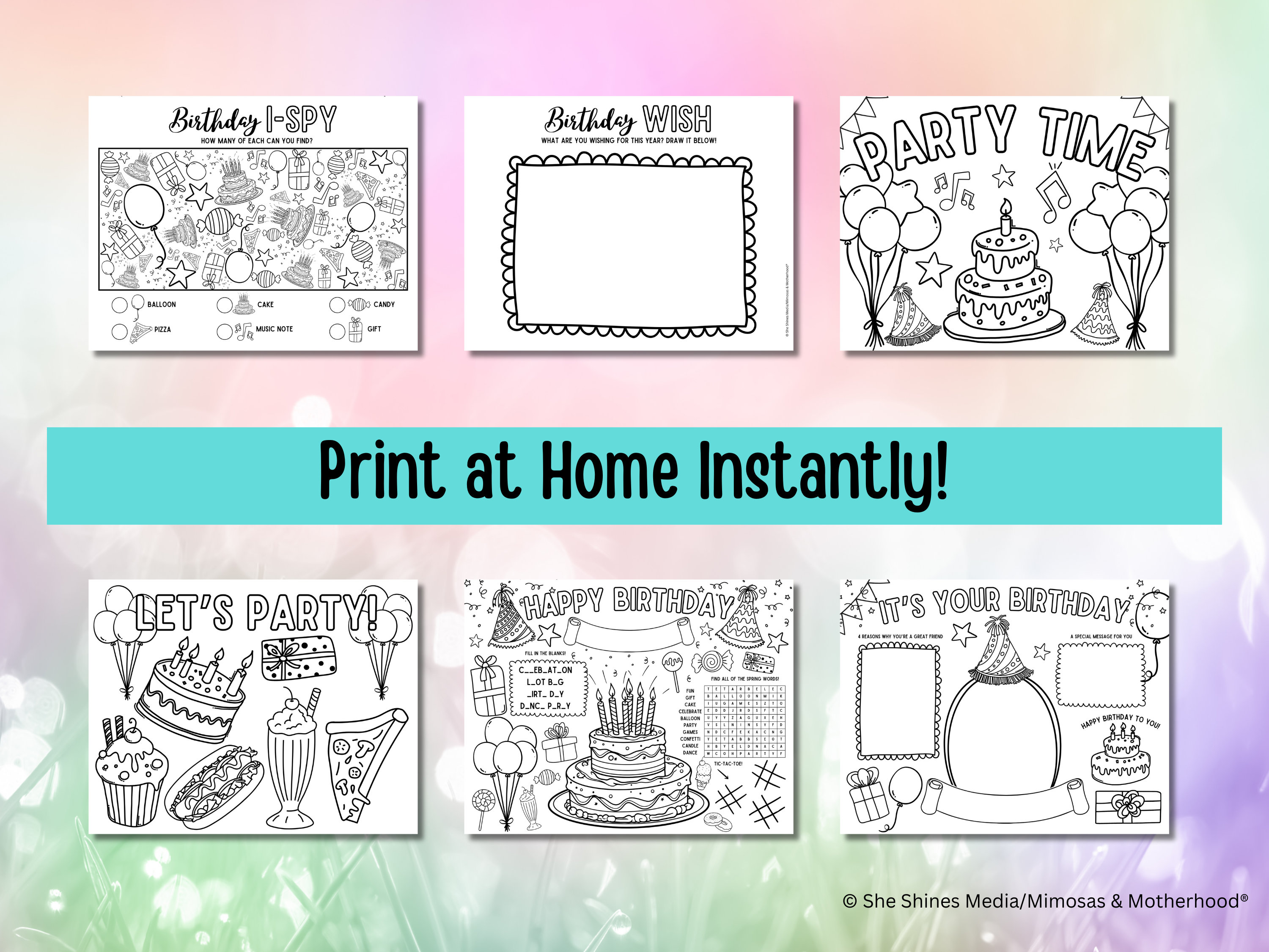 Printable Kids Birthday Activity Pages, Coloring Pages, Printable ...