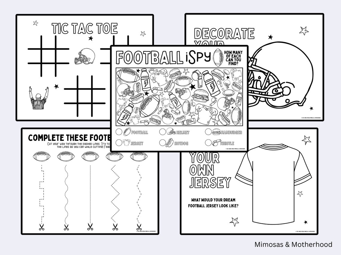 Printable Football Activity Pages, Game Printable Bundle, Football ...