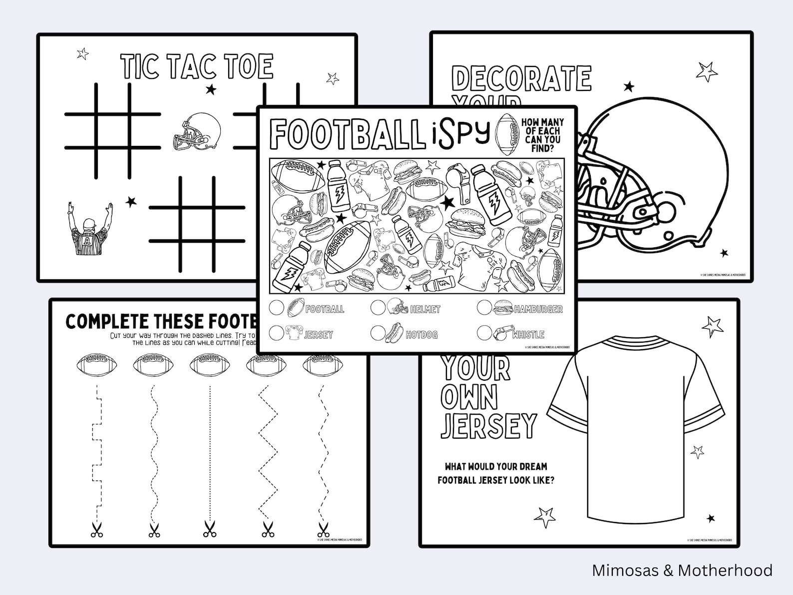 Printable Football Activity Pages, Game Printable Bundle, Football ...
