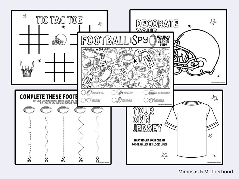 Printable Football Activity Pages, Game Printable Bundle, Football ...