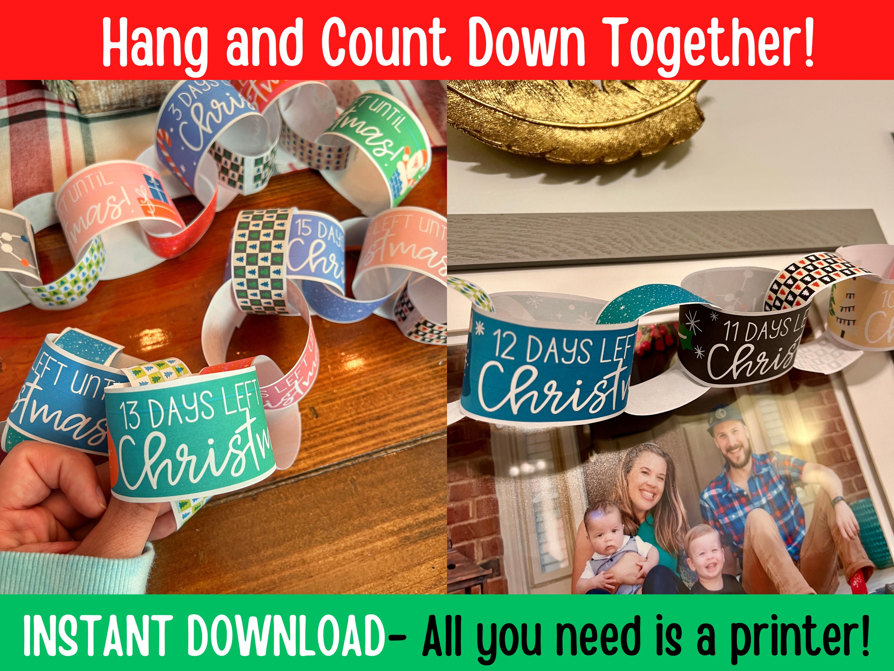 Printable Paper Chain Christmas Countdown | Christmas Countdown ...