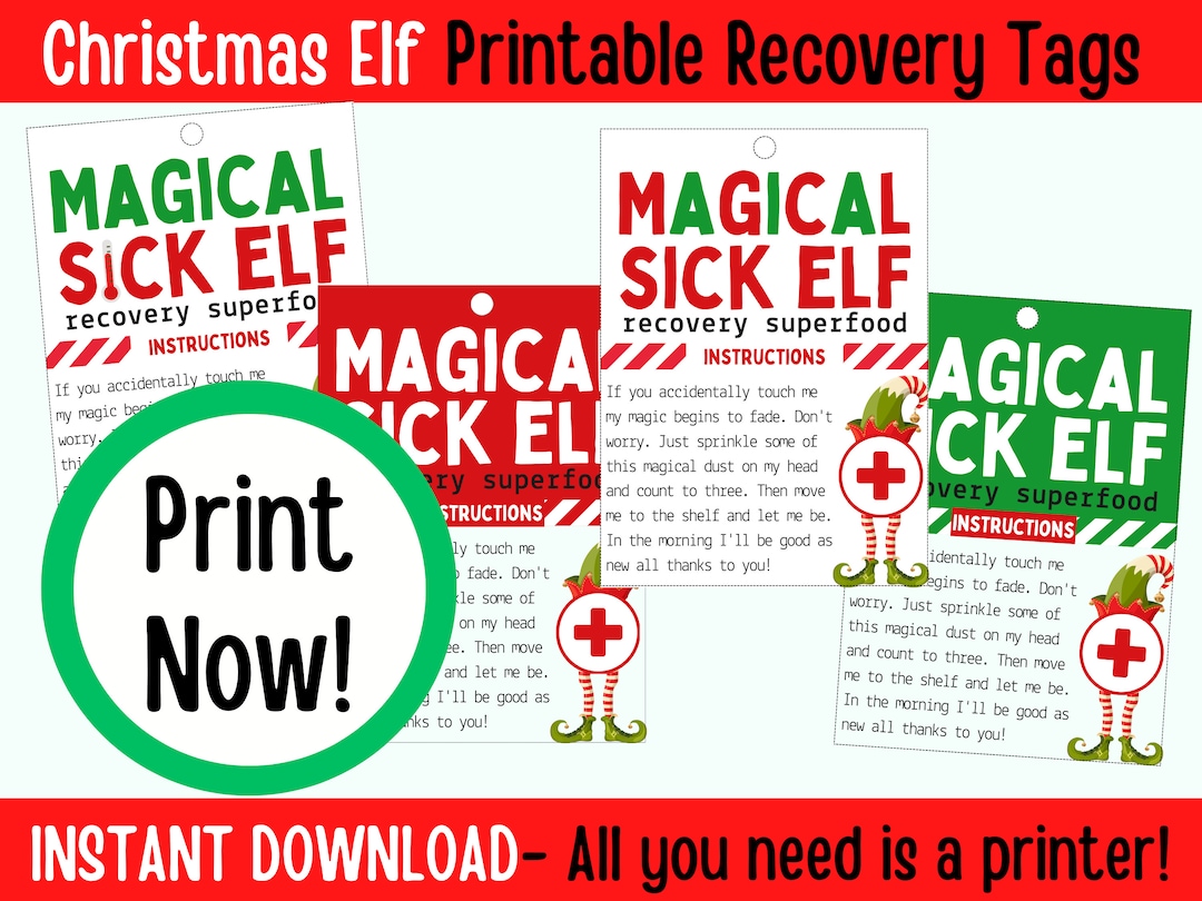 Magical Elf Recovery Dust Tags | Elf Recovery Dust Prescription Tag Elf ...