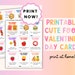 Printable Cute Food Valentine Cards for Kids, Kids Valentines Cards ...