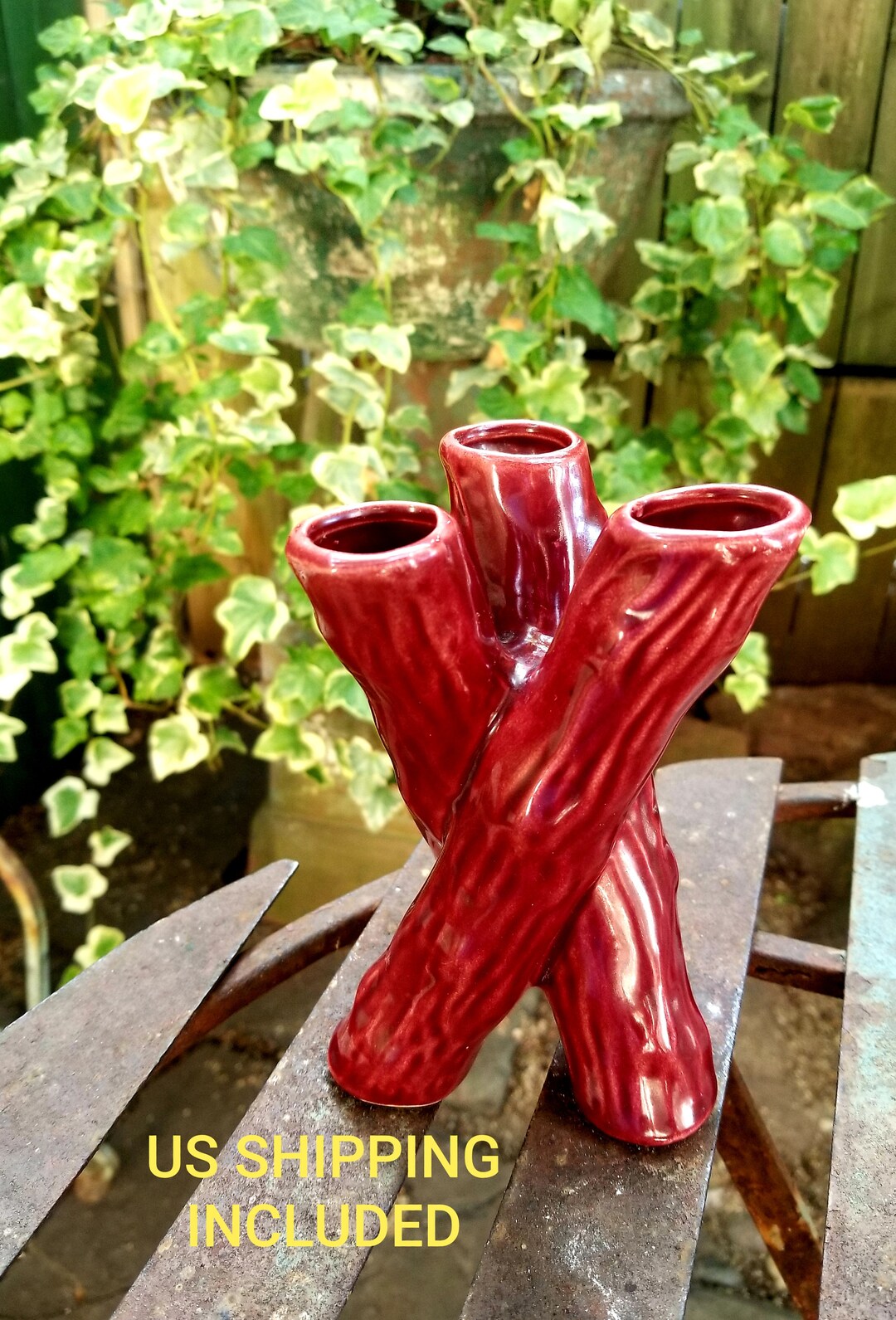 Triple Bud Vase Twisted Branches Camark Studio Pottery 1940s - Etsy