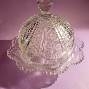 Butter Dome Butter Dish Pressed Glass Cheese Keeper Vintage Pressed ...