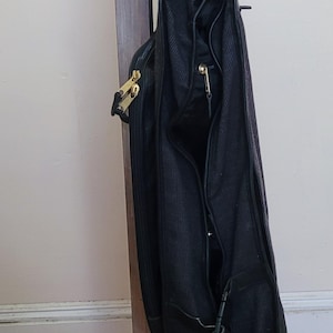 COACH Garment Bag Fold Over Suitcase Luggage Midnight Blue Fabric Black ...