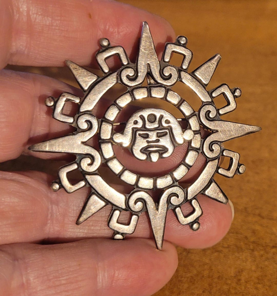 Aztec Sun God Brooch and Pendant Hand Made Taxco Mexico Sterling Silver ...