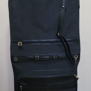COACH Garment Bag Fold Over Suitcase Luggage Midnight Blue Fabric Black ...