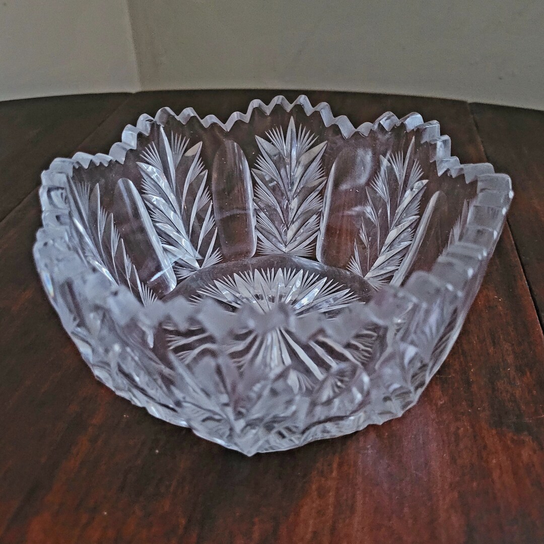 Bowl Cut Crystal Wheat Pattern ABP Brilliant 6 Inches Antique FREE ...