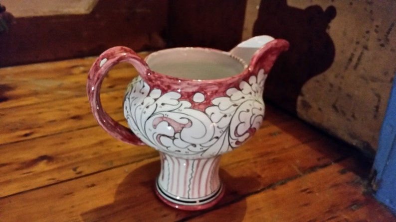 Ceramiche Cecconi Vase Pitcher Orvieto Majolica Rose Red Pink - Etsy