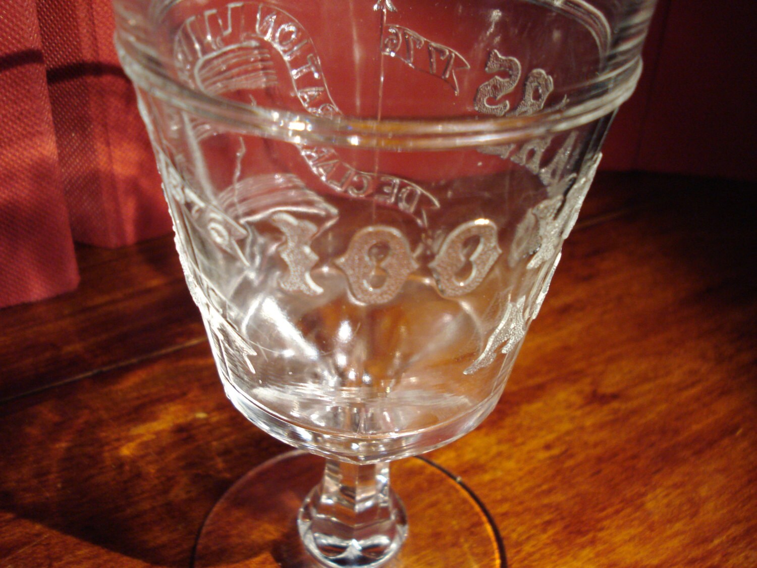 Liberty Bell Centennial Goblets 1876 EAPG Group of Eight Philadelphia ...