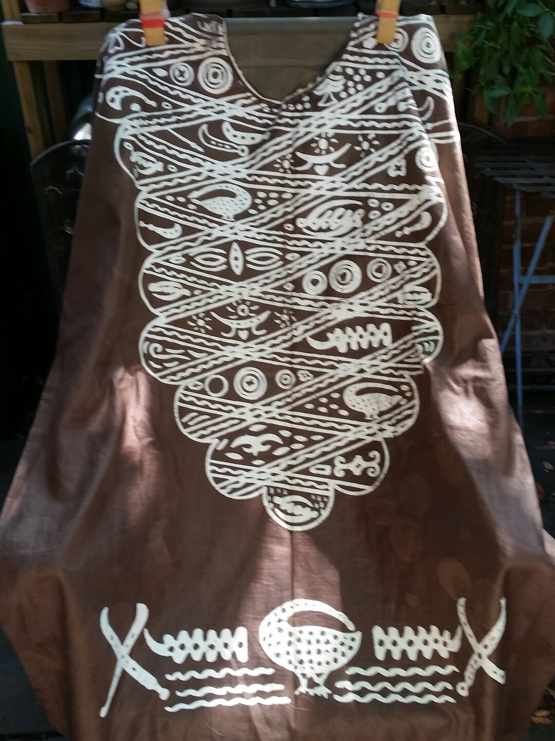 Santeria Robe Gown Dress West African Brown Damask Bazin Fine Silk ...