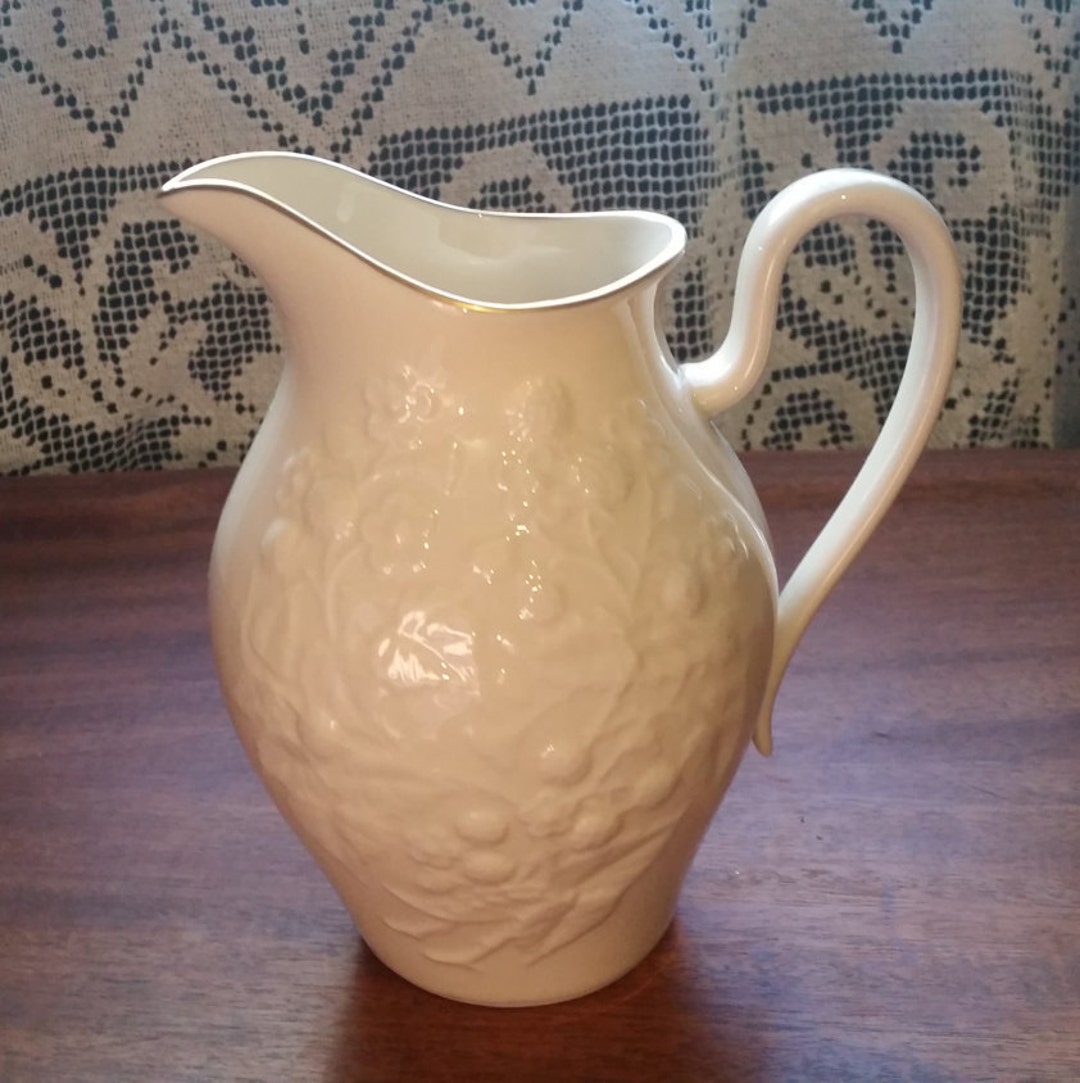 Lenox Pitcher Blackberry Pattern Vintage Ivory Colored Bone China FREE ...
