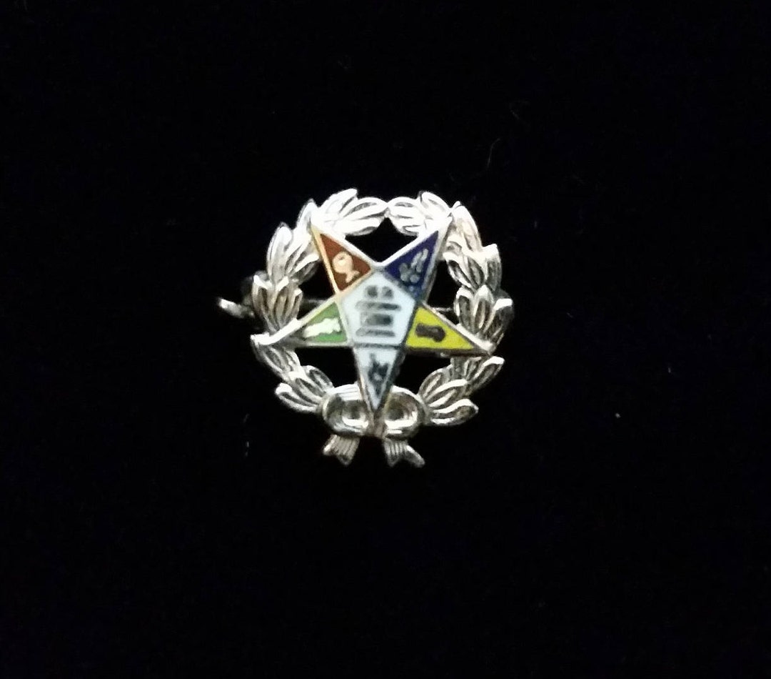 Order of the Eastern Star Lapel Pin 10K White Gold OES Masonic Vintage ...