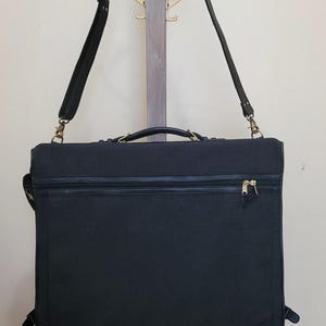 COACH Garment Bag Fold Over Suitcase Luggage Midnight Blue Fabric Black ...