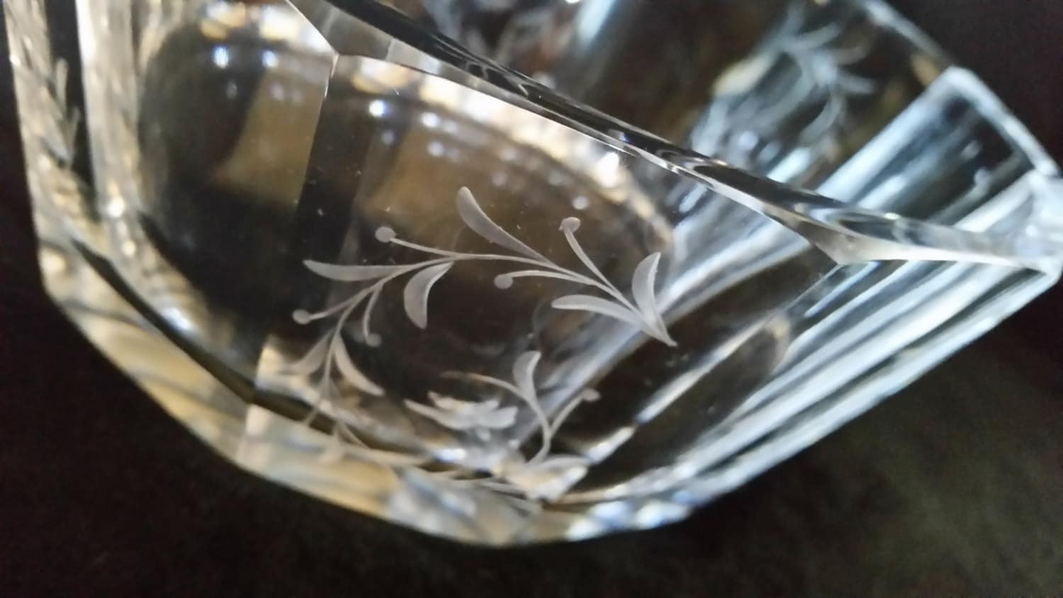 Bowl Crystal Engraved Ten Sided Vintage Heavy FREE SHIPPING - Etsy